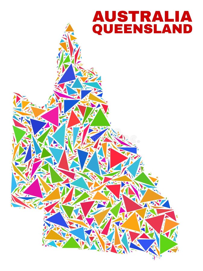 Australian Queensland Map - Mosaic of Color Triangles Stock Vector ...