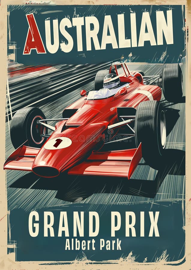 Australian Retro Grand Prix Poster Stock Illustration - Illustration of ...