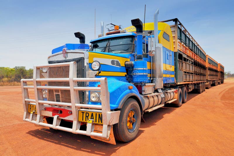 Road Train In The Australian Outback Stock Image - Image of many, lorry ...