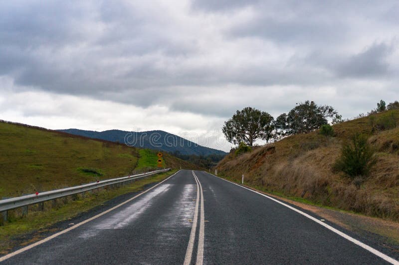 Australian Rural Road on Overcast Day Stock Photo - Image of inland ...