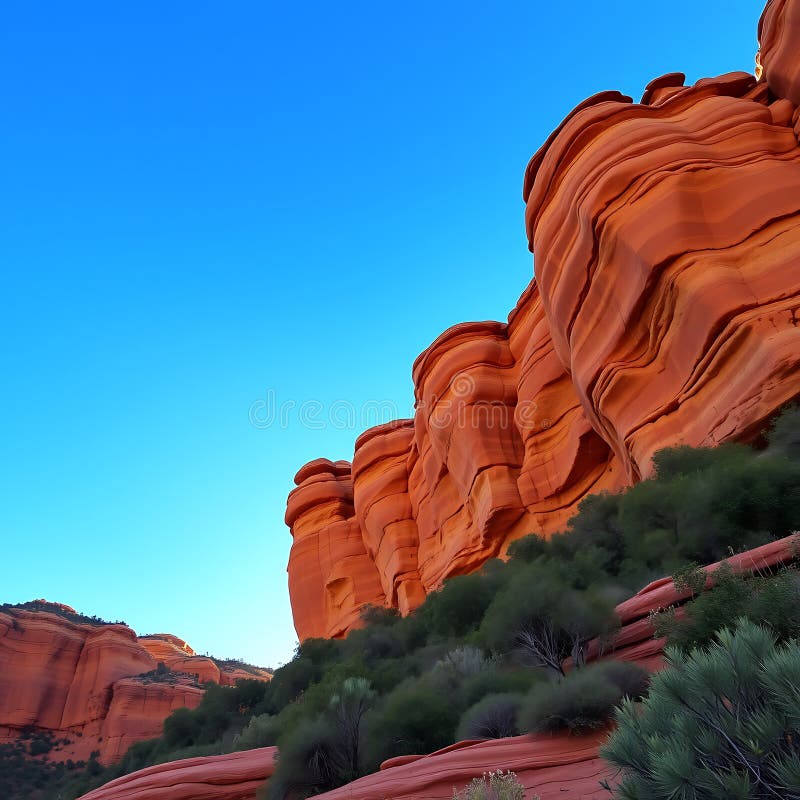 Australian Sandstone Cliffs at Dawn Stock Illustration - Illustration ...