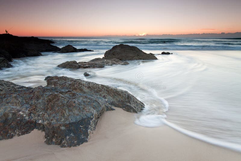 Rocks on Beach with Dramatic Sky Stock Image - Image of backdrop, night ...