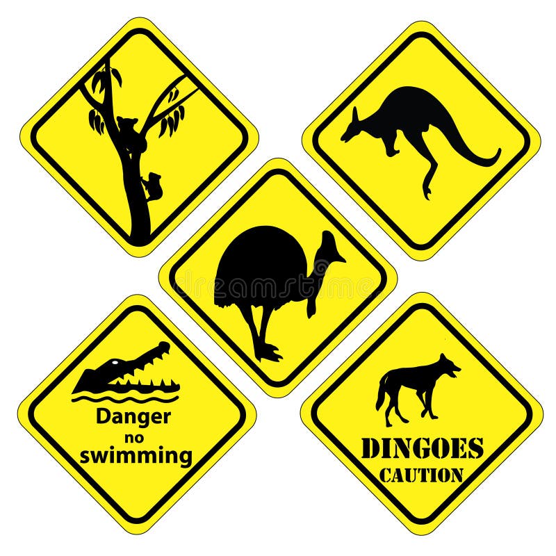 Australian Wildlife Road Signs Stock Vector - Illustration of chicks ...