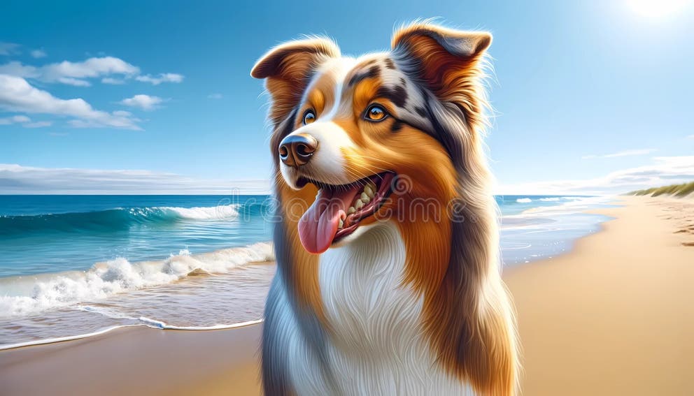 Australian Shepherd at the Beach Stock Photo - Image of shetland ...