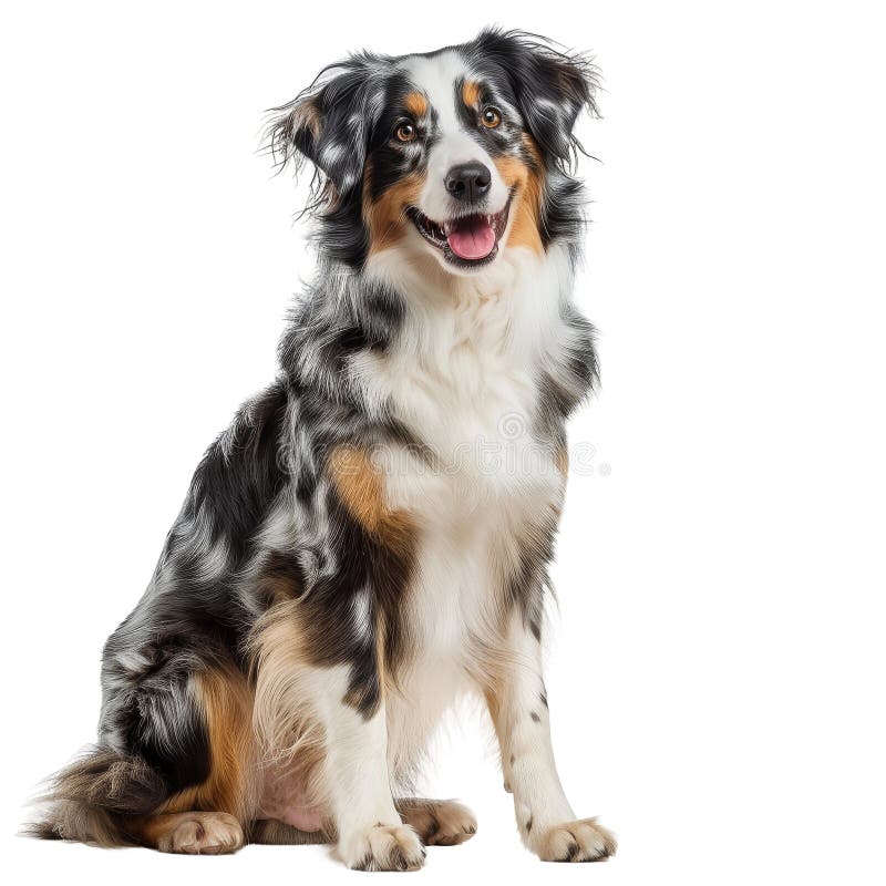 Content Australian Shepherd Dog Sitting and Smiling Stock Image ...