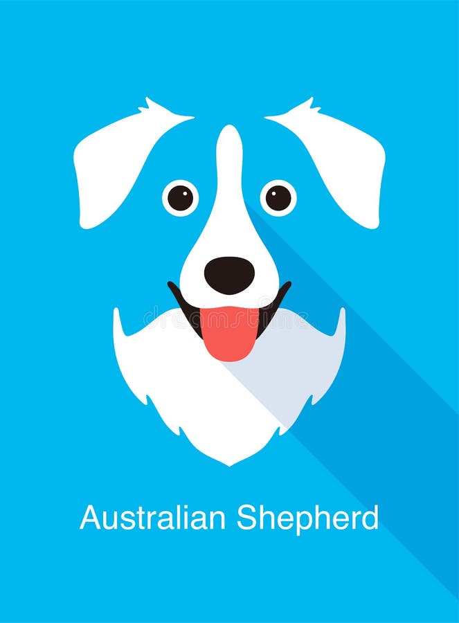 Australian Shepherd Dog Face Flat Icon Design, Vector Illustration ...