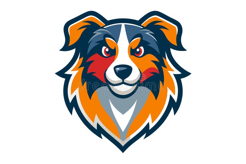 Australian Shepherd Head Mascot Logo Design Stock Illustration ...