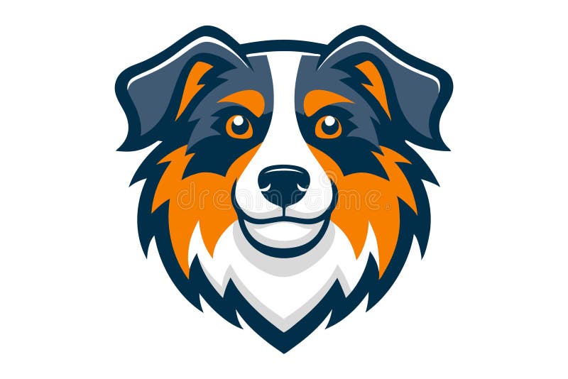 Australian Shepherd Head Mascot Logo Design Stock Illustration ...