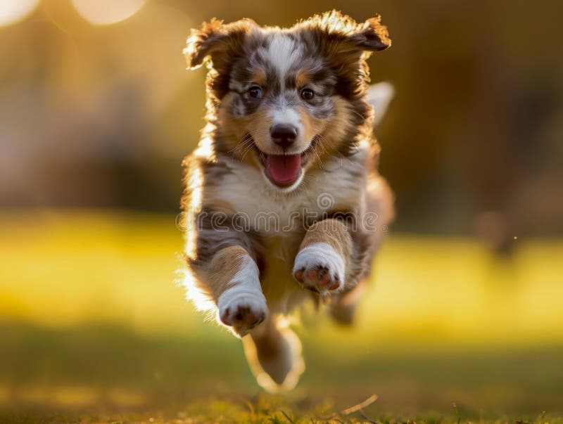 Australian Shepherd Running Toward Camera Stock Illustration ...