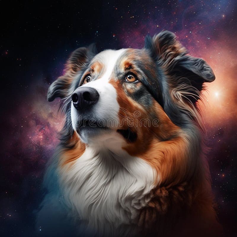 Australian Shepherd in Space Stock Illustration - Illustration of funny ...