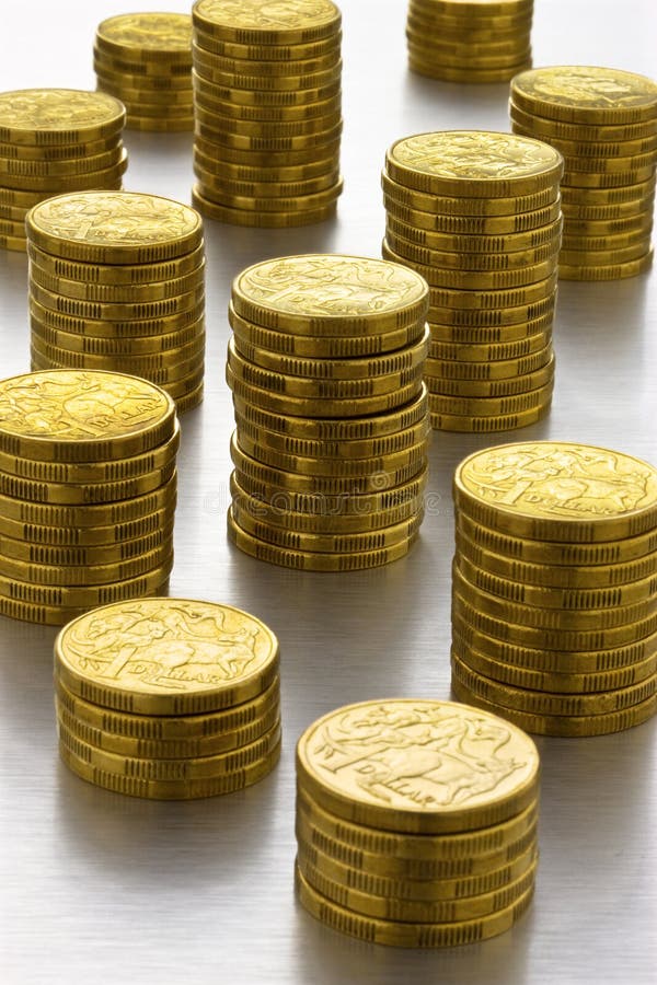 Money Stacks of Australian Coins Stock Image - Image of saving, save ...