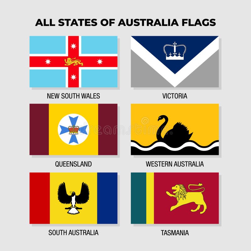 Australian State Flags Collection Design Template. States Flag of ...