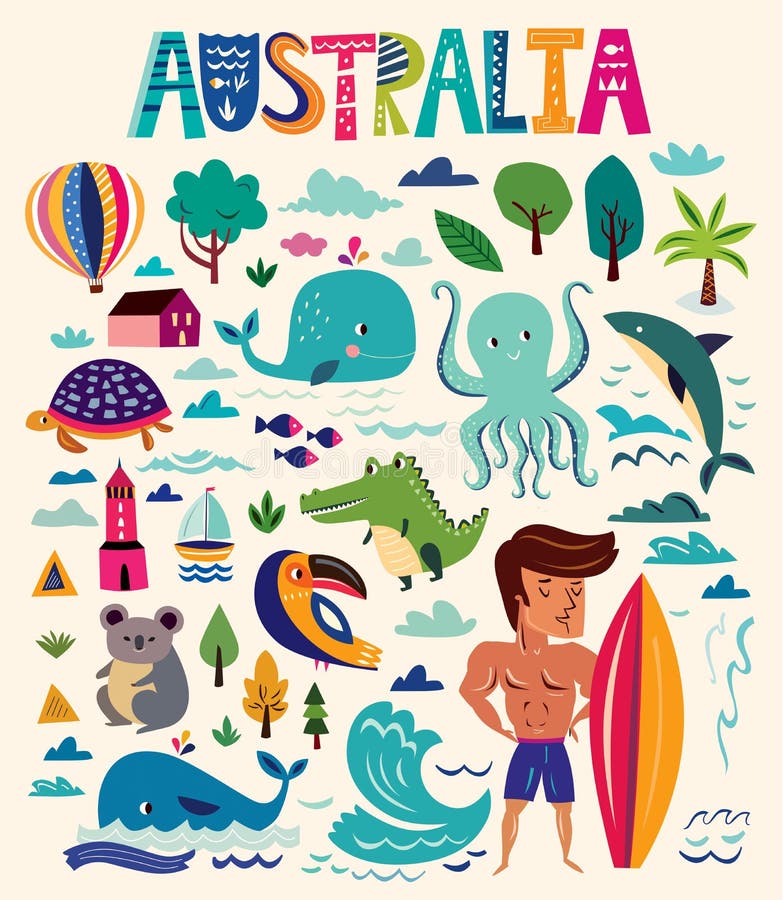 Australian Symbols stock vector. Illustration of australia - 33836454