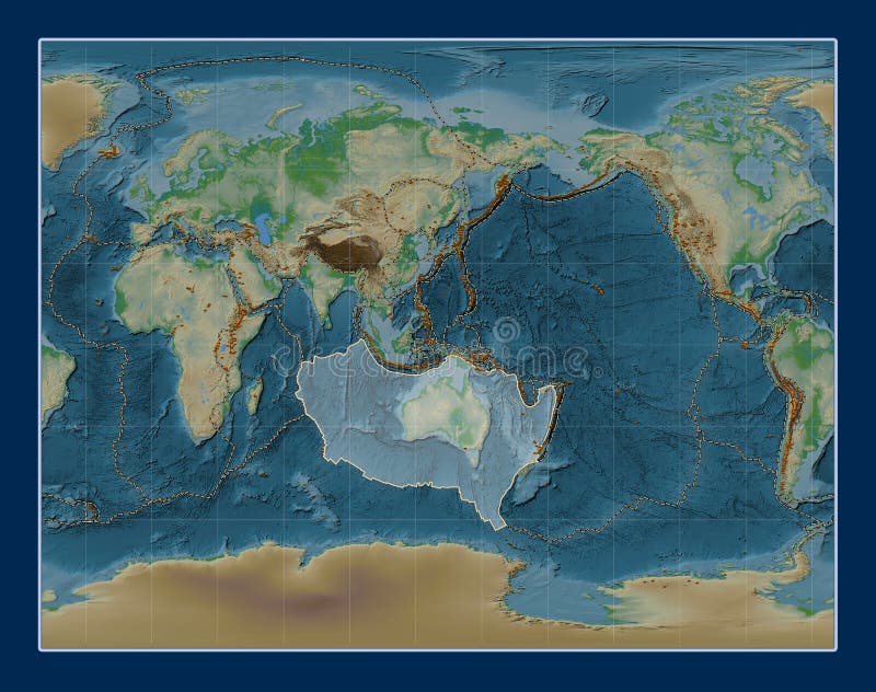 Australian Tectonic Plate. Physical. Gall Stereographic. Volcano Stock ...