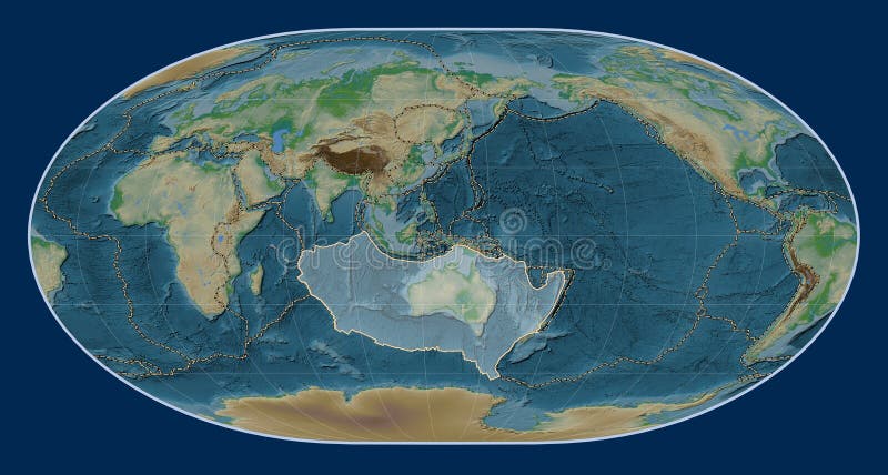 Australian Tectonic Plate. Physical. Loximuthal. Boundaries Stock ...