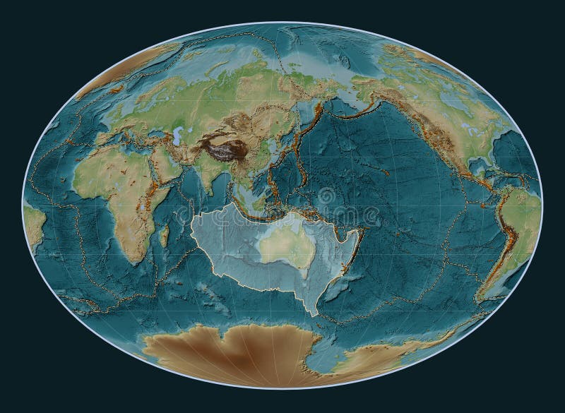 Australian Tectonic Plate. Wiki. Fahey. Volcanoes and Boundaries Stock ...