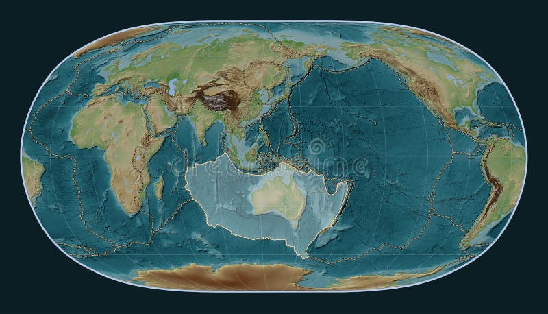 Australian Tectonic Plate. Wiki. Natural Earth II. Boundaries Stock ...