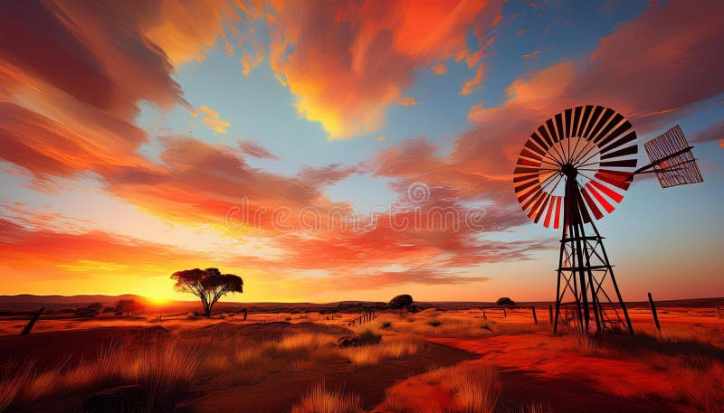 Australian windmill stock illustration. Illustration of plain - 356760009