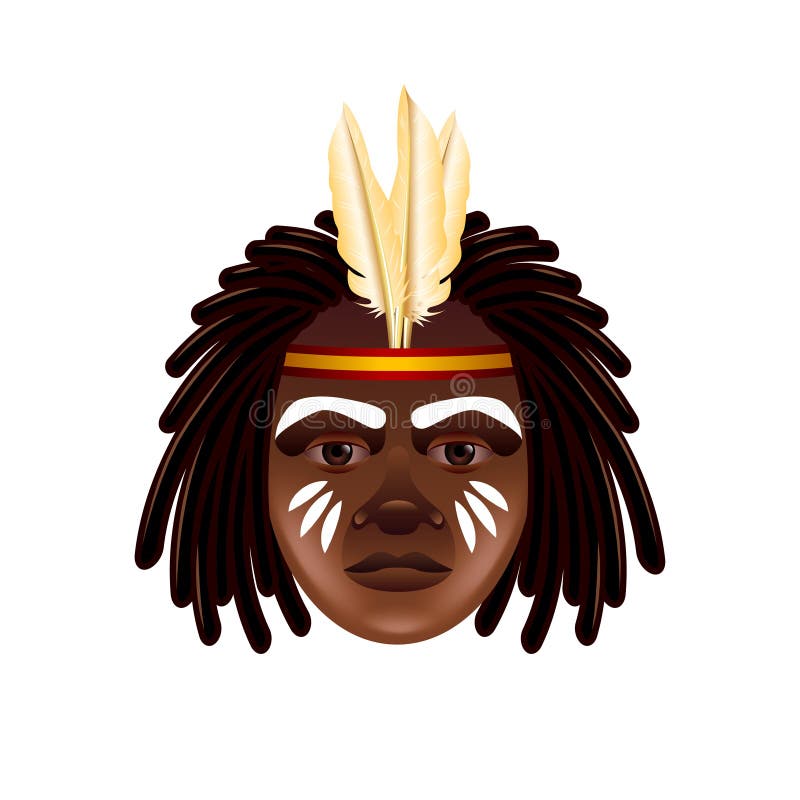 Australian Aborigine Face Isolated on White Vector Stock Vector ...