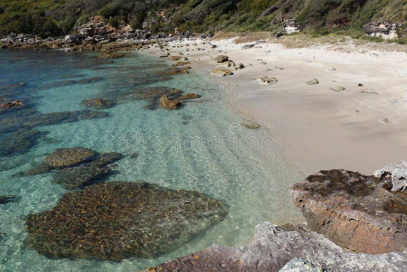 Australischer Felsiger Strand, Jervis Bay Stockfoto - Bild von augen ...