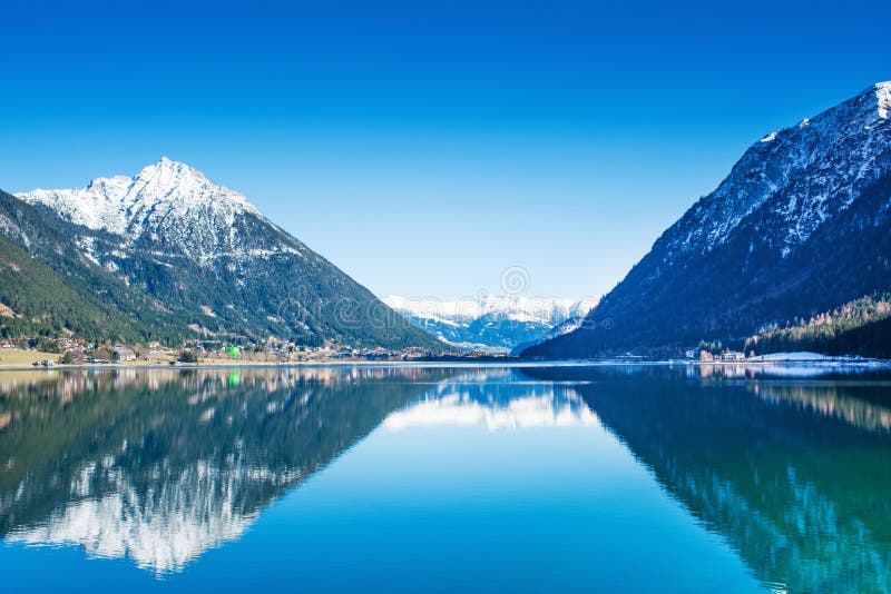 Austria, Achensee Lake In Winter Stock Image - Image of town, winter ...