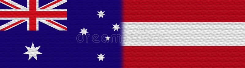Austria and Australia Fabric Texture Flag – 3D Illustration Stock ...