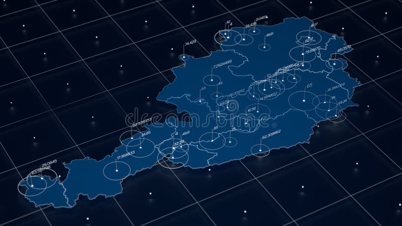 Austria Blue Map Big Data Visualization. Futuristic Map Infographic ...