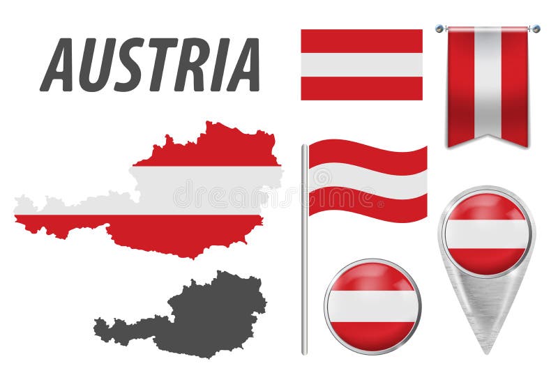 Austria Symbols Collection Lettering Print Sticker Stock Vector ...