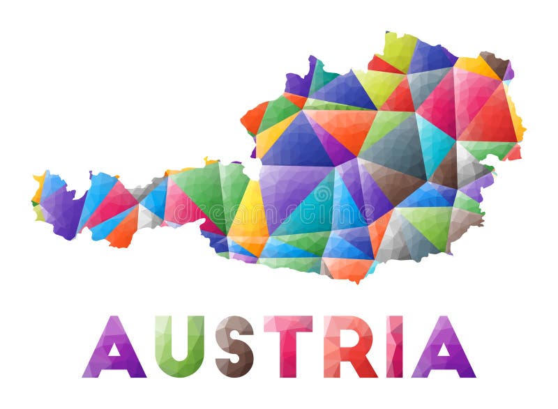 Austrian low poly regions. stock vector. Illustration of banner - 187990398