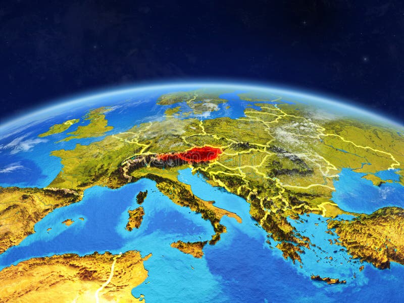 Austria on Earth from Space Stock Image - Image of continent, country ...