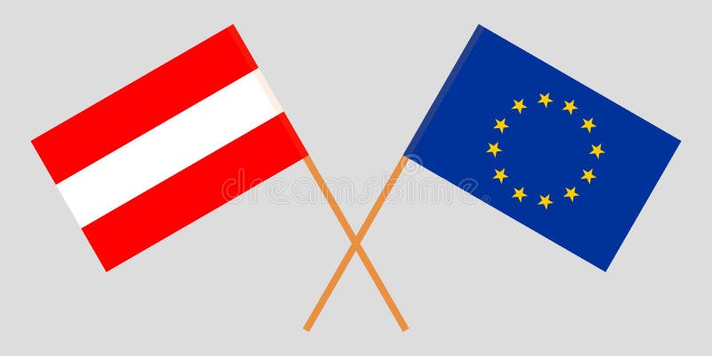 Flag Of Austria And The European Union.Illustration Of The Austrian ...