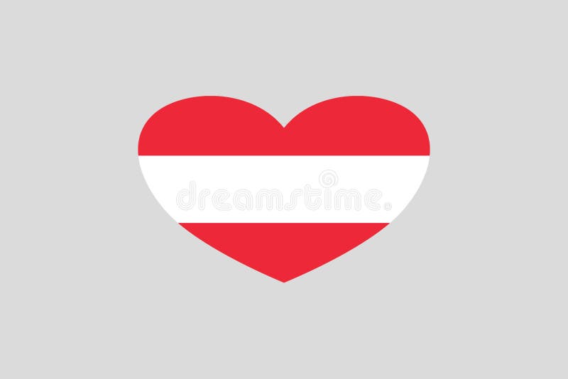 Austria Flag in the Heart Shape. Isolated Background Stock Illustration ...