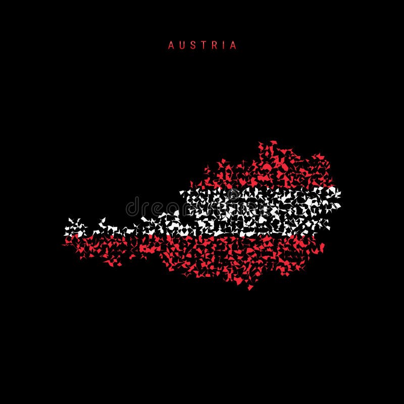 Austria Flag Map, Chaotic Particles Pattern in the Austrian Flag Colors ...
