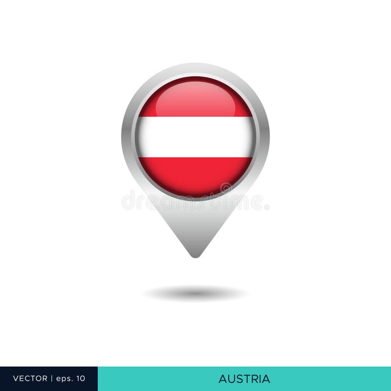 Austria Flag Map Pin Vector Design Template. Stock Vector ...