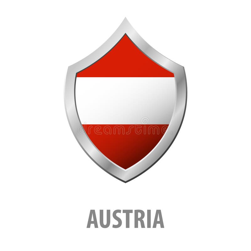 Austria Flag on Metal Shiny Shield Illustration. Stock Illustration ...