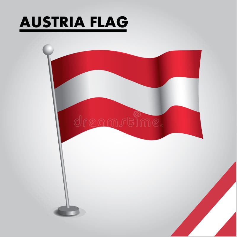 Austria Flag National Flag of Austria on a Pole Stock Vector ...