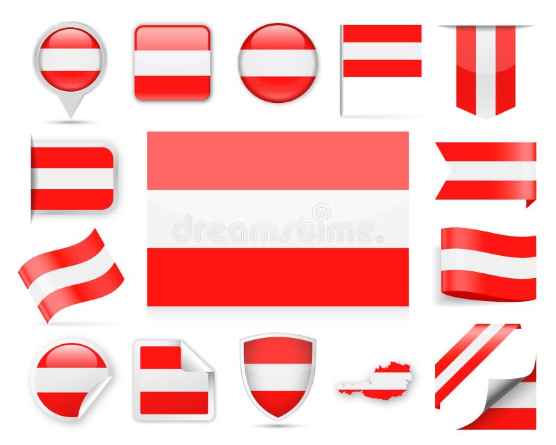 Austria Flag Vector Set stock illustration. Illustration of europe ...
