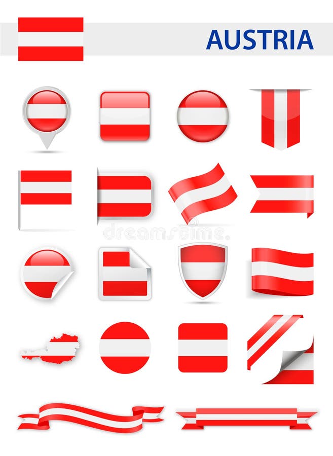 Austria Flag Vector Set stock illustration. Illustration of celebration ...