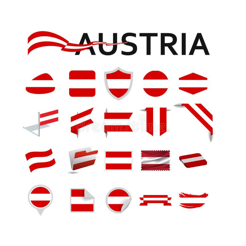 Austria Flag Vector Icons and Logo Design Elements with the Austrian ...