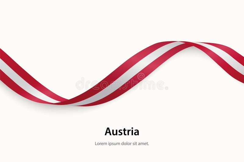 Austria Flag on Waving Ribbon Stock Vector - Illustration of card ...