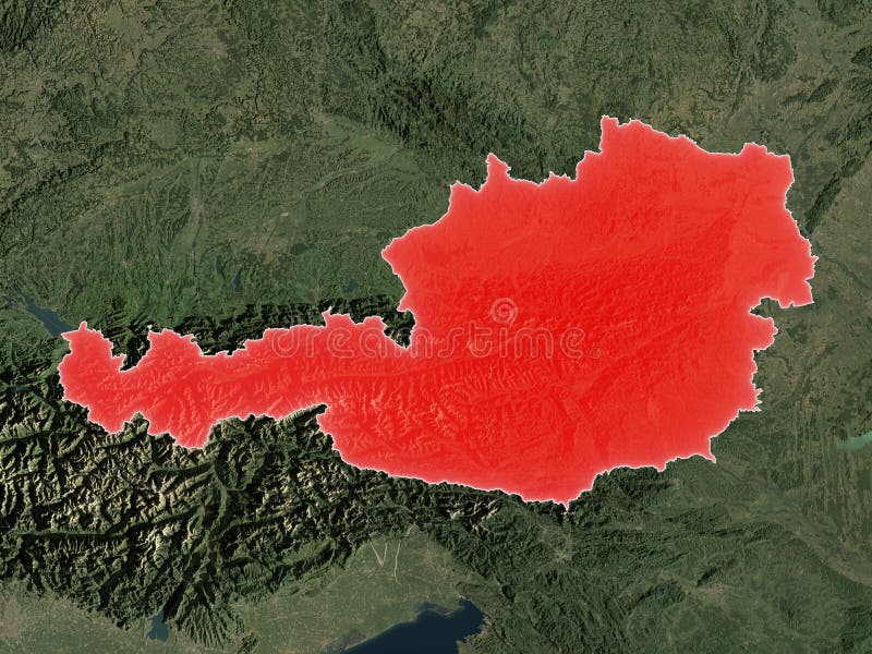 Austria Highlighted on Realistic Map Stock Illustration - Illustration ...