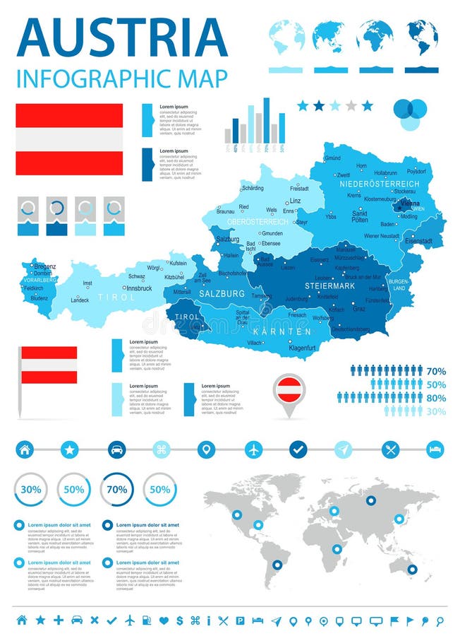 Austria - Infographic Map and Flag - Illustration Stock Illustration ...