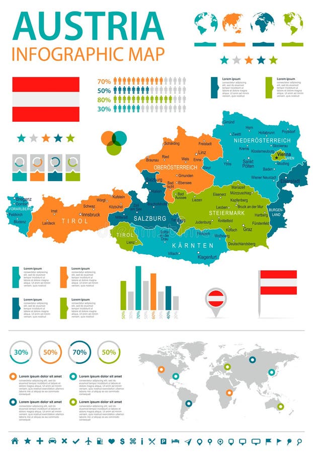 Austria - Infographic Map and Flag - Illustration Stock Illustration ...