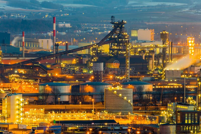 Industrial area at night stock photo. Image of business - 18992450