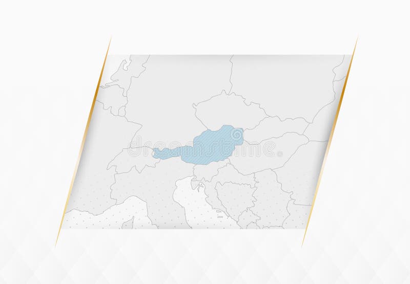 Austria Map in Blue with Gold Framed Accents. Modern Vector Map of ...