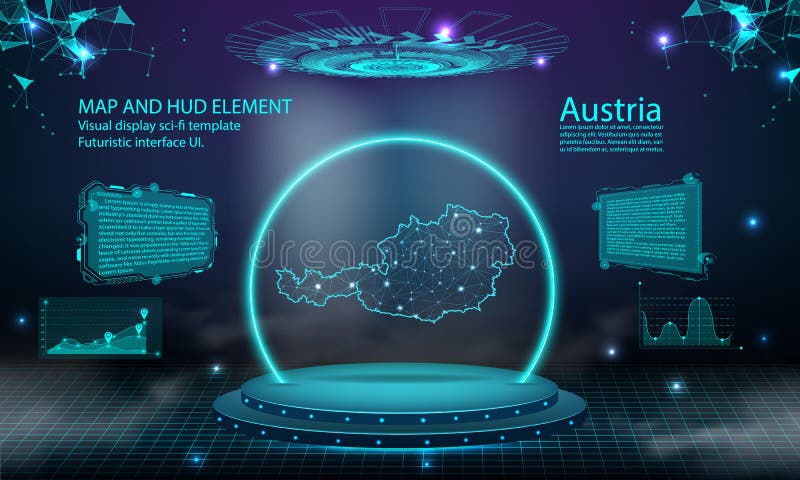 Austria Map Light Connecting Effect Background. Abstract Digital ...
