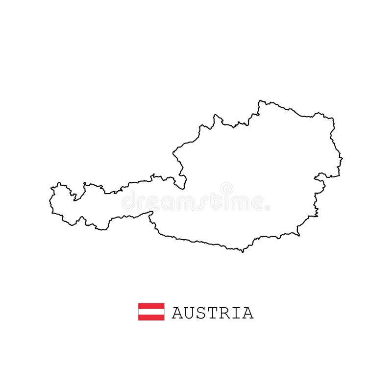 Austria Map Line, Linear Thin Vector. Austria Simple Map Stock Vector ...