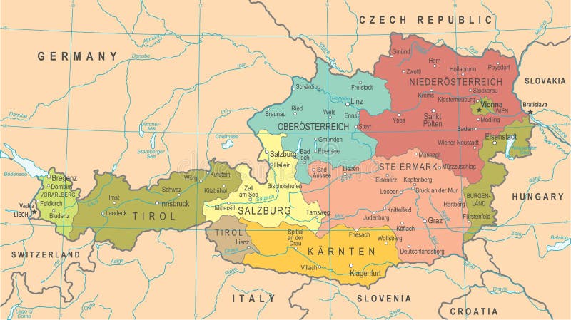 Austria Map - Vector Illustration Stock Illustration - Illustration of ...