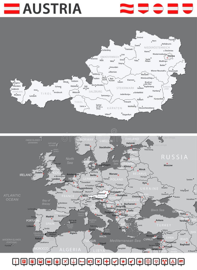 Austria Map - Vector Infographic Set Stock Illustration - Illustration ...