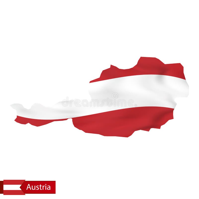 Austria Map with Waving Flag of Austria. Stock Vector - Illustration of ...